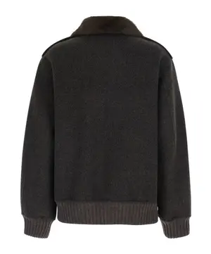 P.a.r.o.s.h Faux Fur Collar Wool Jacket