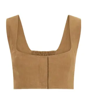 Le Kasha Linen Cropped Tank Top - No