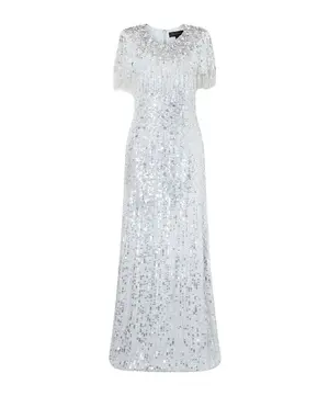 Jenny Packham Crystal-embellished Sequin Chiffon Gown