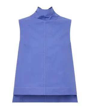 Brandon Maxwell The Finn Cotton-poplin Turtleneck Blouse - Blue