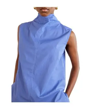 Brandon Maxwell The Finn Cotton-poplin Turtleneck Blouse