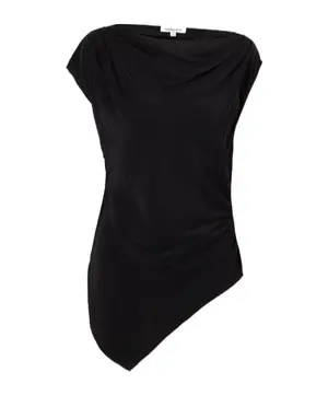 Veronica Beard Asymmetric Crinkled Crepe Shirt - Black