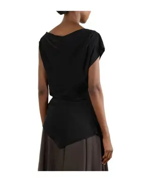 Veronica Beard Asymmetric Crinkled Crepe Shirt