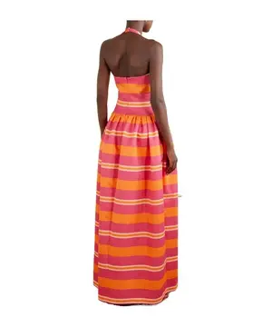 EMILIA WICKSTEAD Striped Taffeta Halterneck Gown