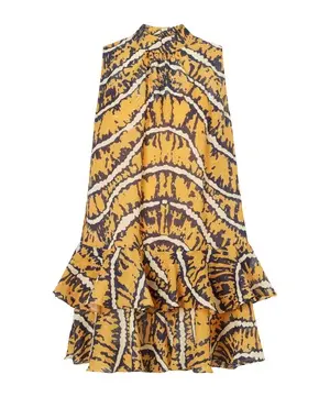 ALEMAIS Ripple Tiered Printed Ramie Mini Dress