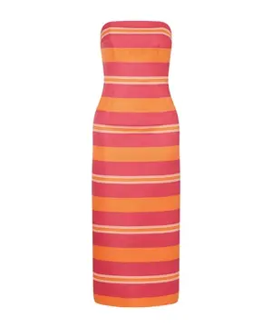 EMILIA WICKSTEAD Leila Striped Taffeta-faille Midi Dress - Red