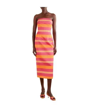 EMILIA WICKSTEAD Leila Striped Taffeta-faille Midi Dress