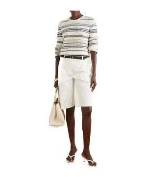 JAMES PERSE Striped Knitted Cotton-blend Sweater