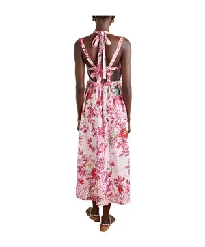 MARY KATRANTZOU Checked Floral-print Midi Dress
