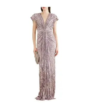Jenny Packham Crystal-embellished Sequined Tulle Gown