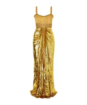 Jenny Packham Draped Embellished Tulle Gown - Multicolor