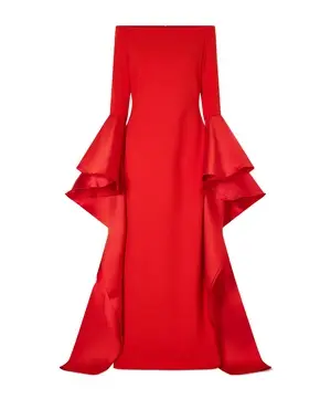 Solace Draped Satin-trimmed Crepe Gown - No
