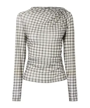 Veronica Beard Lightweight Plaid Top - Gray