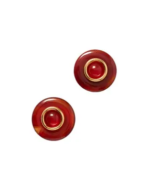 JENNIFER BEHR Round Carnelian Stud Earrings - Red