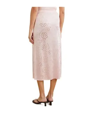 Calle Del Mar Embroidered Knitted Midi Skirt