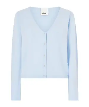 ALLUDE Cropped Knit Cardigan - Blue