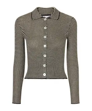 Calle Del Mar Striped Knitted Cardigan - Black
