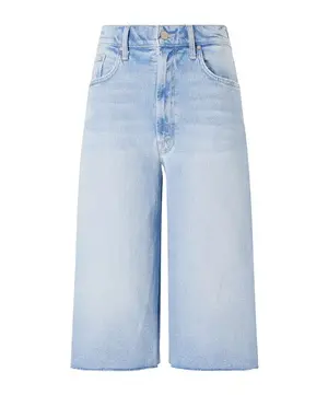 MOTHER Low-rise Wide-leg Denim Shorts - Blue