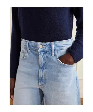 MOTHER The Whole Lot Zip Fray Low-rise Wide-leg Denim Shorts