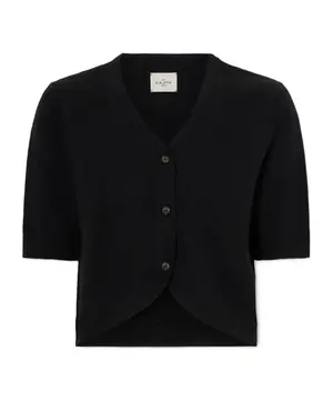 LE KASHA Le Kasha V-Neck Cropped Knit Cardigan