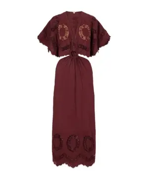 Johanna Ortiz Floral Embroidered V-neck Dress