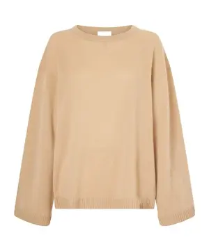 ALLUDE Crewneck Knit Sweater - Nude