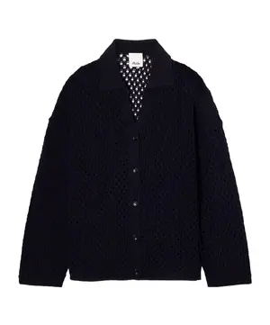 ALLUDE Openwork Knit Cardigan - Black