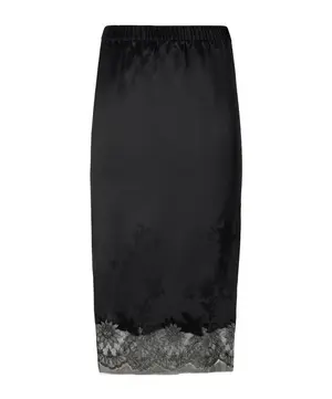 Carine Gilson Lace-trimmed Silk-satin Skirt - Black