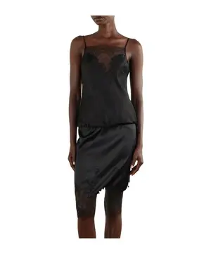 Carine Gilson Lace-trimmed Silk-satin Skirt