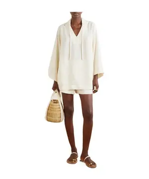 Lisa Marie Fernandez Tie-detailed Woven Tunic - No