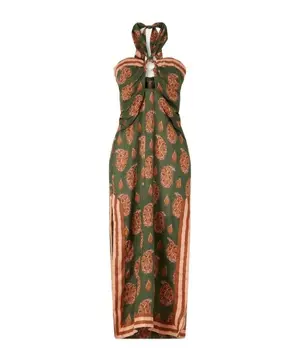 Johanna Ortiz Embellished Printed Cut-out Linen Maxi Dress
