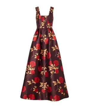 Rebecca Vallance Floral-print Satin-twill Gown - Red