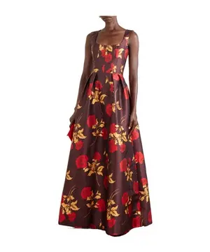 Rebecca Vallance Floral-print Satin-twill Gown - Red