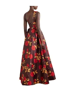 Rebecca Vallance Floral-print Satin-twill Gown - Red