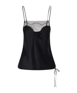 Carine Gilson Lace-trimmed Silk-satin Cami - Black