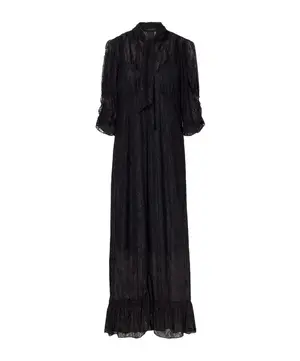 Anna Sui Tie-detailed Ruffled Lace Midi Dress - Black