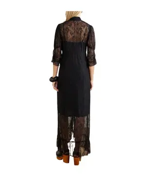 Anna Sui Tie-detailed Ruffled Lace Midi Dress