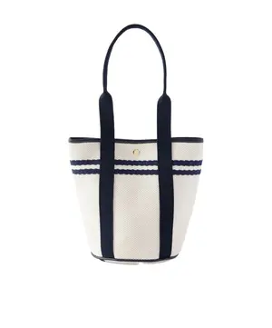 Rue De Verneuil Leather And Webbing-trimmed Canvas Tote - No