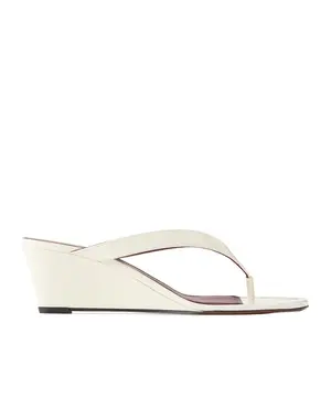 NEOUS Glossy Wedge Slide Sandals - White