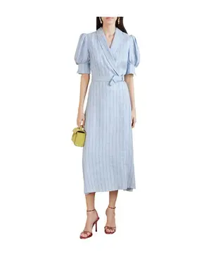 Rebecca Vallance Puff-sleeve Belted Midi Dress