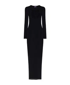JEAN PAUL GAULTIER Logo Embellished Mesh Maxi Dress - Black