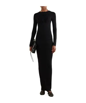 JEAN PAUL GAULTIER Logo Embellished Mesh Maxi Dress