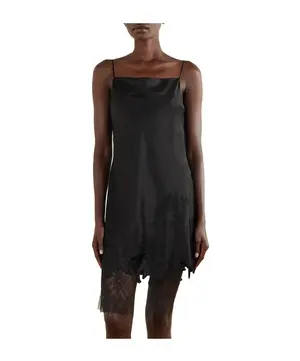 Carine Gilson Lace-trimmed Silk-satin Midi Dress