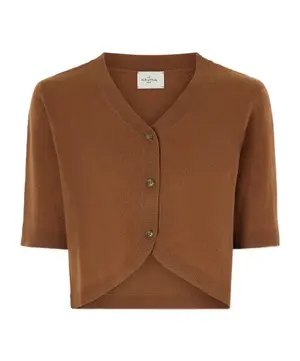 Le Kasha Cropped Knit Cardigan - Brown