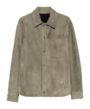SALVATORE SANTORO Suede Press-stud Jacket - Green