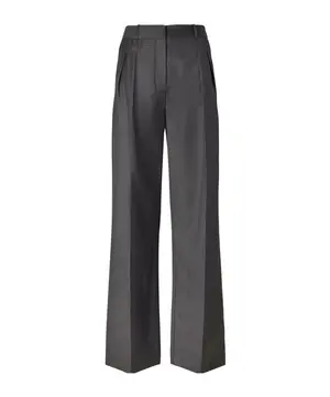 Loulou De Saison Sbiru Pleated Wool-twill Straight-leg Pants - Black