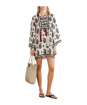 Johanna Ortiz Printed Linen Mini Dress