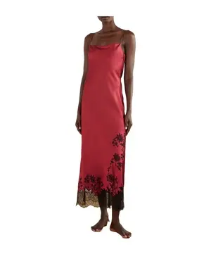 Carine Gilson Lace-trimmed Silk-satin Maxi Dress - No