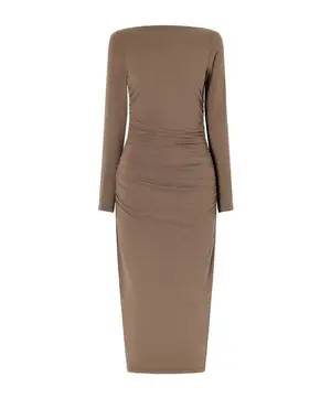 JAMES PERSE Gathered Cotton-blend Midi Dress - No