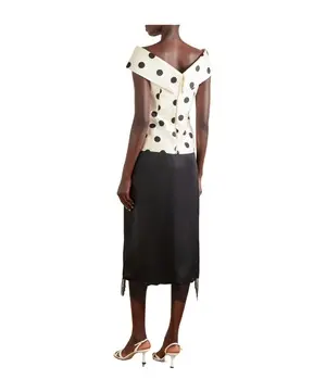 Rebecca Vallance Off-the-shoulder Polka-dot Satin-twill Top
